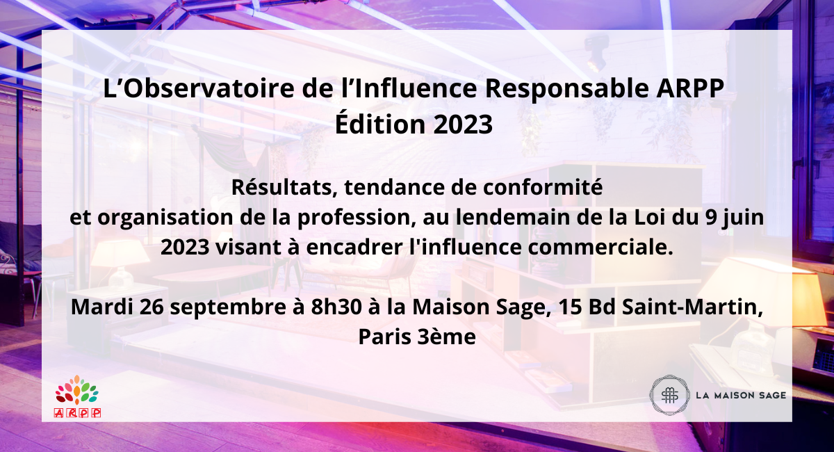 26.09.2023 - L’Observatoire de l’Influence Responsable ARPP Édition 2023 - ARPP